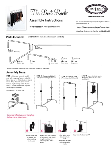 Boottique Boot Organizer: The Boot Rack - Fits in Most Closets- Hangs, Holds, Shapes, & Protects every size and style of Boots (The Boot Rack with 6 Original Silver Hangers)