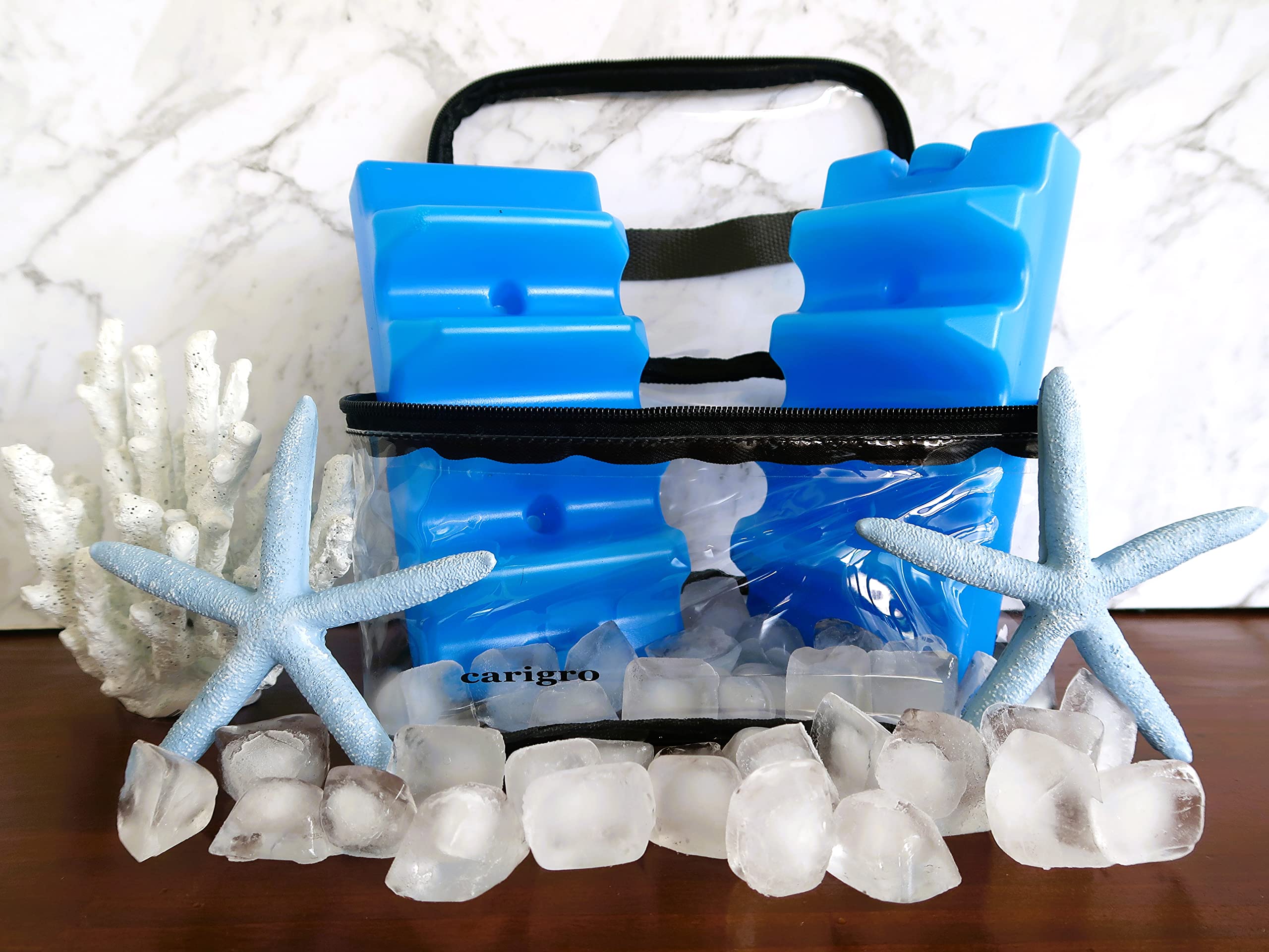 Ice Pack and Safety Case Set for Breastmilk Bags - carigro Brand - Insert for Breastmilk Cooler Bag (3 Items)