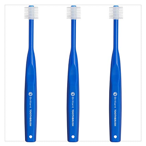 Brilliant Kids Toothbrush, For Kids Ages 5-9 Years Old, Round Brush Head -Soft Bristles, Royal Blue, 3 Count