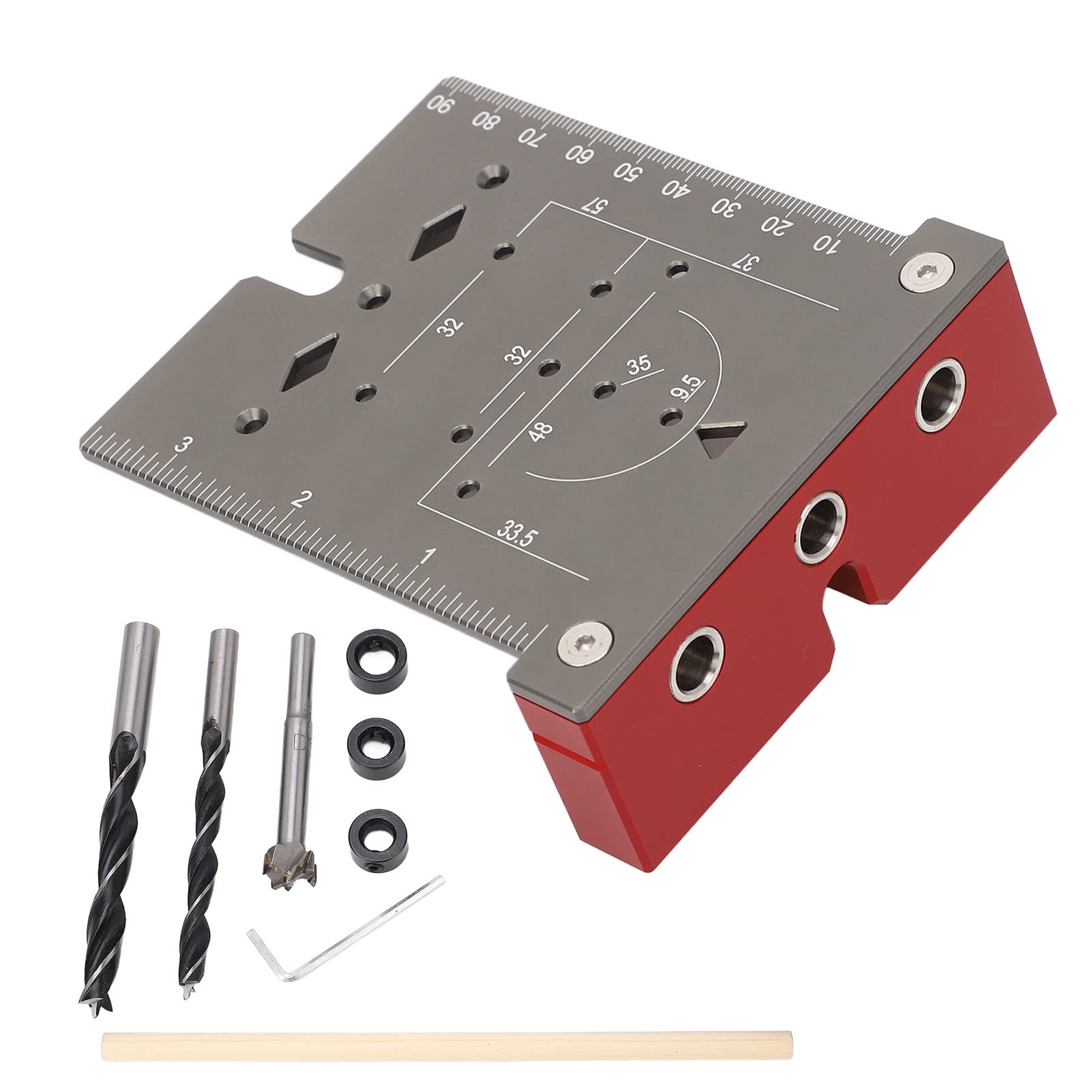 3 in 1 Aluminum Alloy Hinge Hole Drilling Guide Woodworking Tools, Professional Drilling Hole Puncher Locator Kit, Concealed Hinge Jig for Kitchen Cabinet Cupboard Door Hinge