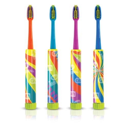 GUM Crayola Twistables Toothbrush for Kids , Soft Bristles Children & Toddler Toothbrush with Holder , For Ages 3+, 1ct (4pk)