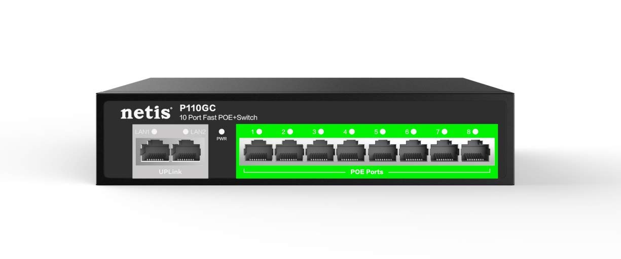 Netis PE110GC 8 2 Combo-Port All Gigabit PoE Switch (8 PoE Port) 802.3af/ 802.3at, 120w