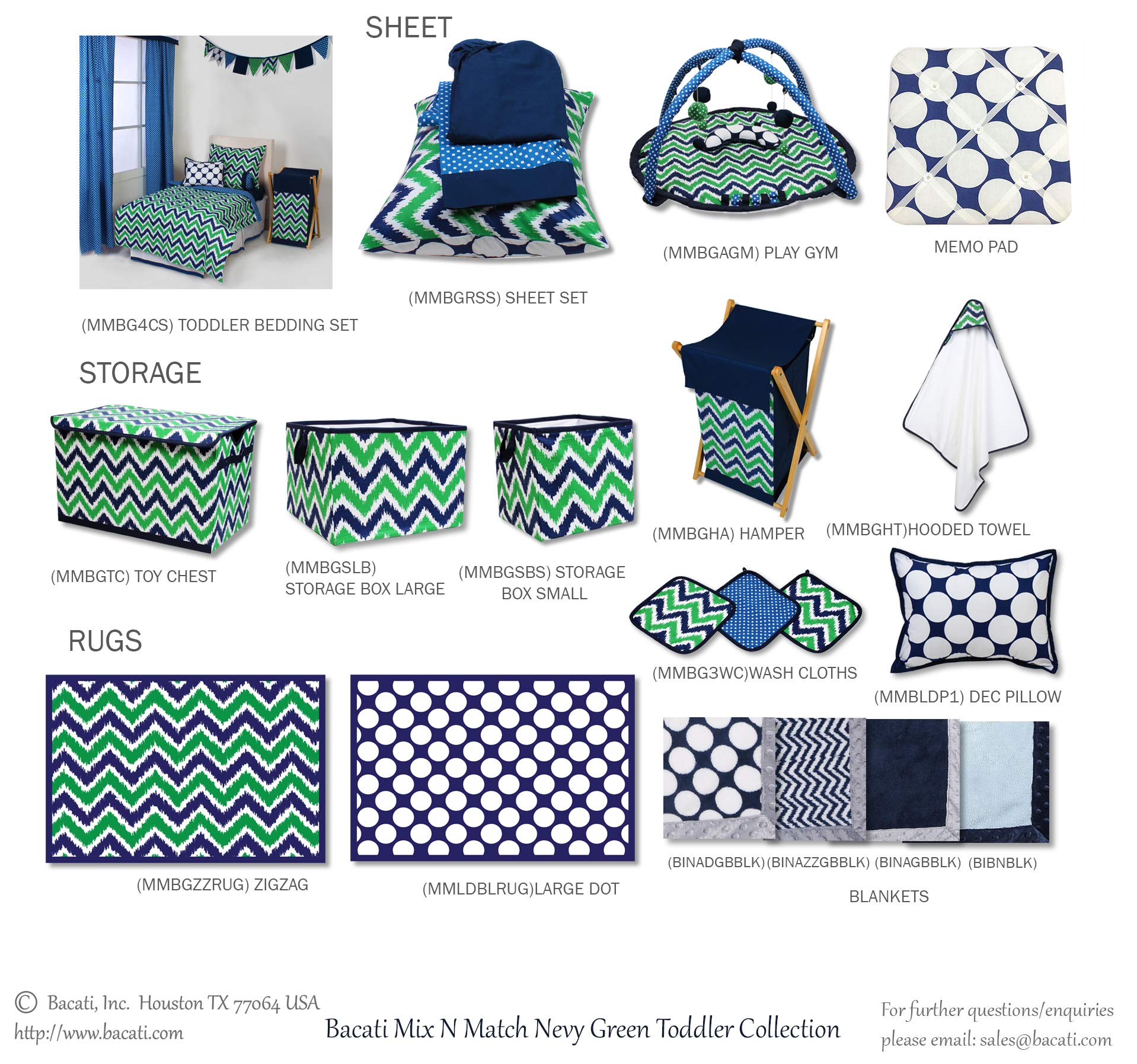 Bacati - 2 Pack Crib Fitted Sheets - Mix and Match Ikat Zigzag Chevron Soft Breathable 100% Cotton Percale Baby Sheets - Fits Standard 28 x 52 X 5 inches Crib & Toddler Mattresses(Navy Green)
