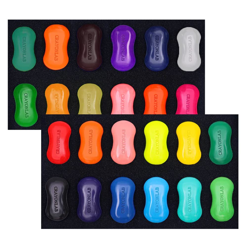 AIERVEN Crayons for Toddlers Palm Grip Jumbo Baby Crayons 24 Colors Washable Non-Toxic Paint Crayons Toys for Kids 3+ (Soap)