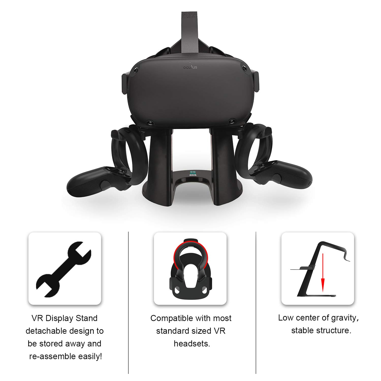 AMVR Touch Controller Grip Cover, Leather Fashion Travel Case, Face Silicone Cover Mask, VR Headset Display Stand, Lens Protect Pad, Nose Pad Replacement Accessories Gift Set for Oculus Quest 1