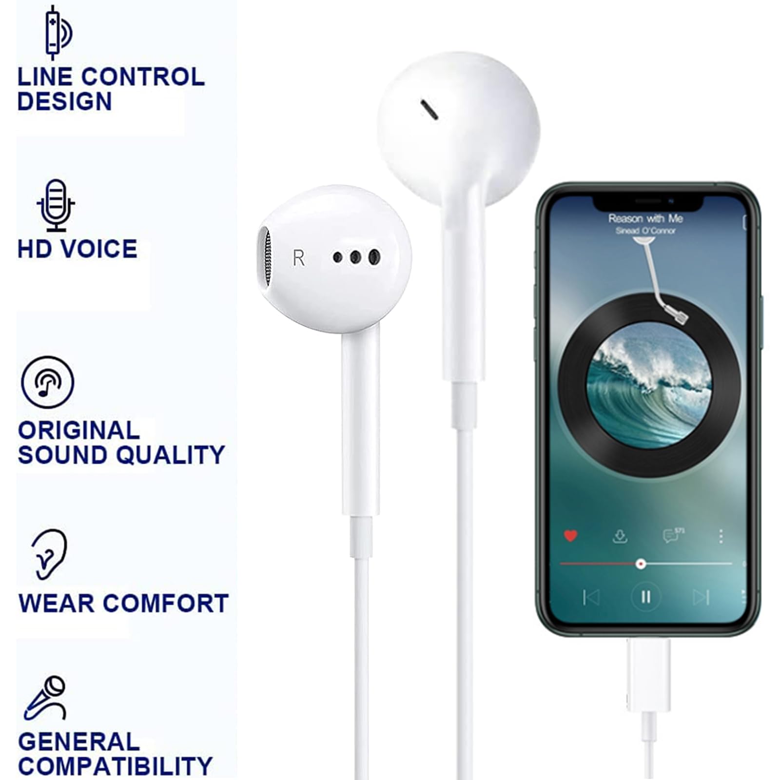 2 Pack with Apple Earbuds 3.5mm Wired Earbuds/Headphones with 3.5mm Plug/Earphones Built-in Microphone & Volume Control【Apple MFi Certified】 Compatible with iPhone,iPod,Computer,MP3/4, Android