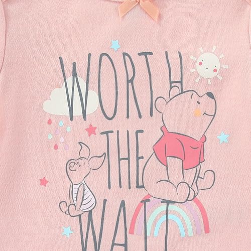 Disney Dumbo, Princess Or Winnie the Pooh Girls 3 Pack Bodysuit for Newborn and Infants