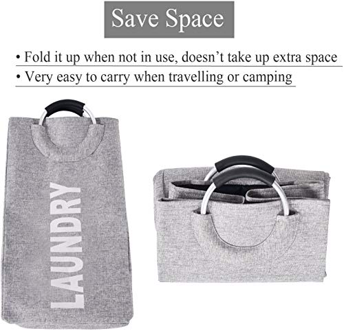 XIGUI Large Collapsible Laundry Hamper Bag with Handles, 13 x11 x 20Inches Foldable Clothes Basket for Washing Storage