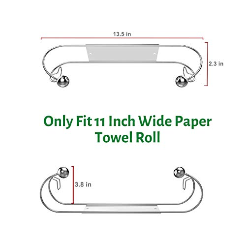 CAXXA Adhesive Under Cabinet Paper Towel Holder Dispenser with Screws for Kitchen Utility Room Laundry Pantry Chrome (2 Pack)