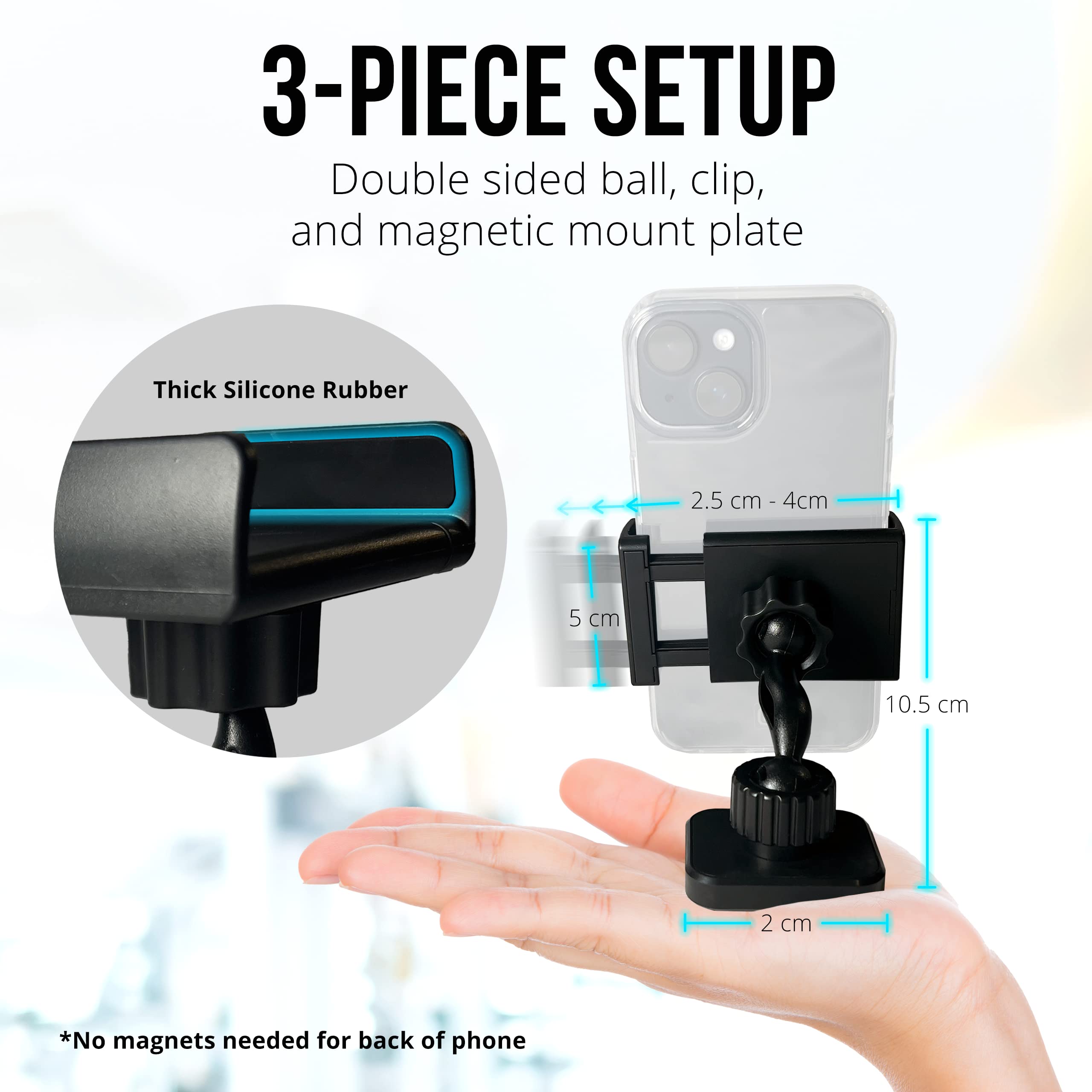 360 Degree Magnetic Phone Holder Magnetic Phone Holder for Gym iPhone Android Gym Magnetic Phone Holder Spring Clamp Riserr Mount
