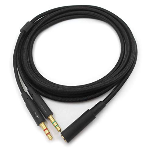 3.5mm Universal 2 in 1 Gaming Headset Audio- Extend Cable for Cloud II/Alpha-/Cloud Flight/Core Headphone for Computer (200cm)