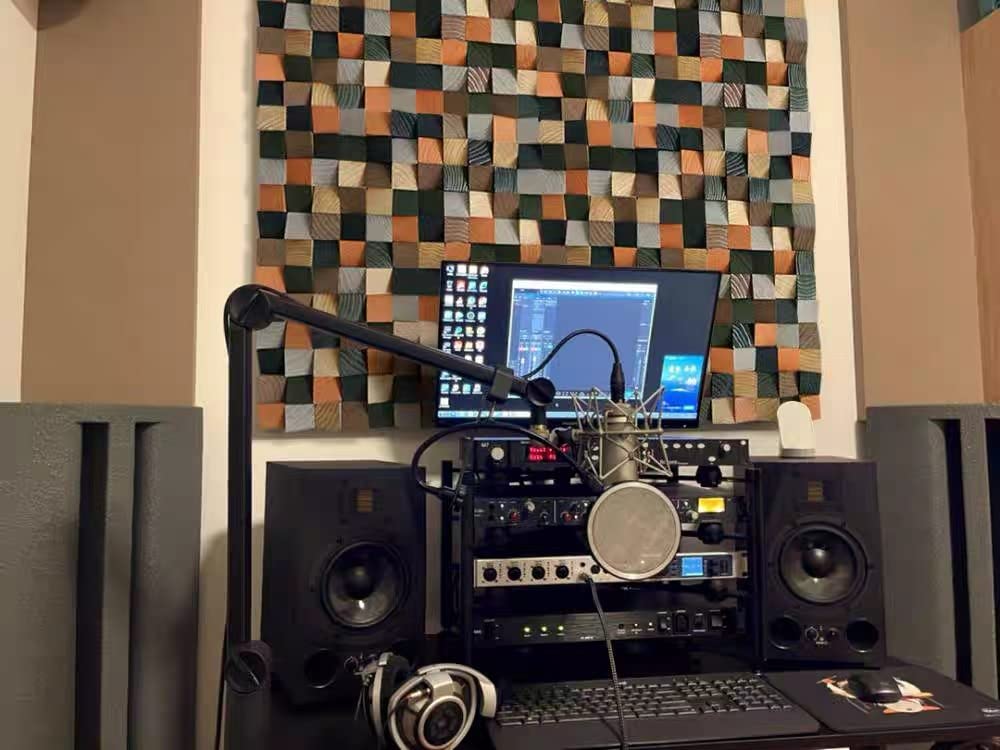 AIKEAIKESI Acoustic Diffuser - 11.8 X 11.8 X 1.2 Inches Sound Proof Wall Panels,Wood Acoustic Panels Reduce Distinct Echo Preserve Room Liveliness,Decorative Sound Panels for Walls