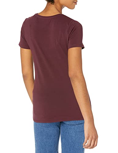 Amazon Essentials Women's Classic-Fit Short-Sleeve Crewneck T-Shirt, Pack of 2, Burgundy/Navy, Large