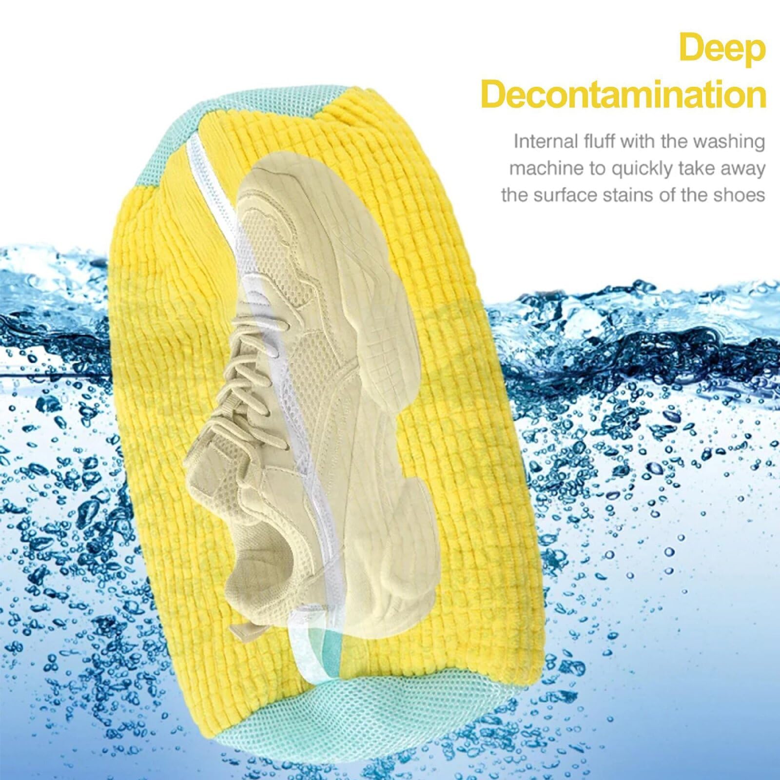 2Pcs Shoe Washing Machine Bag,Reusable Shoe Laundry Bag for Washer and Dryer,Shoe Cleaning Bag for Tennis Canvas Sport Shoes-Yellow