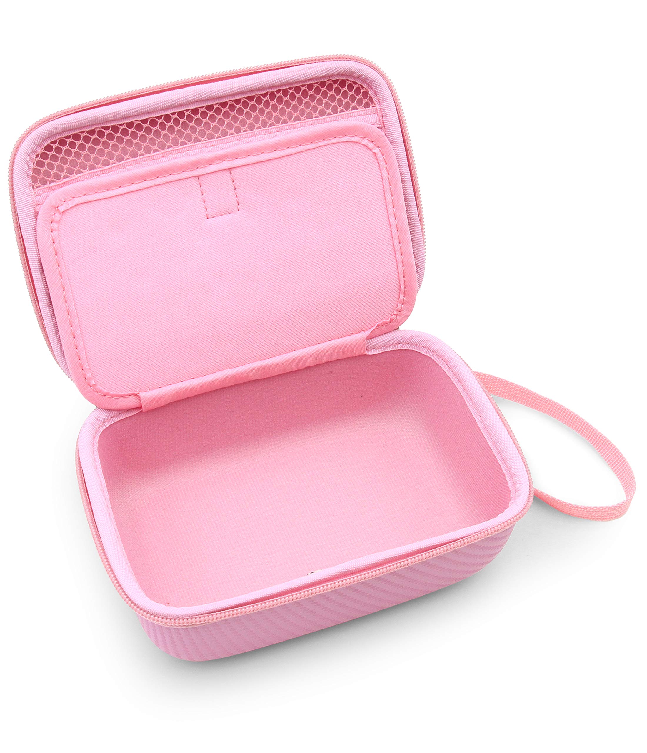 CASEMATIX Camera Travel Case Compatible with PROGRACE, Ourlife, Dragon Touch and More Waterproof Toy Camera Video Recorders - Pink Case for Toy Action Camera and Accessories
