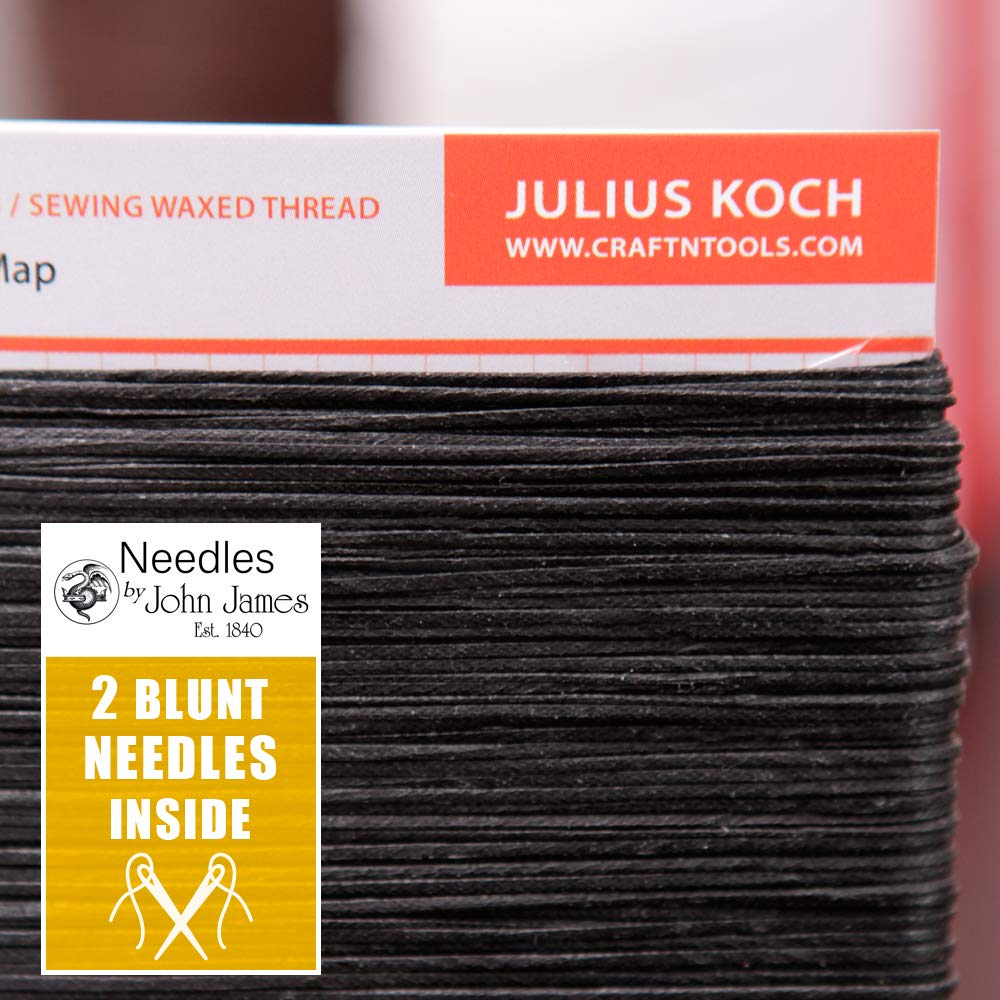 Black 0.8mm Ritza 25 Tiger Thread for Leather Craft | Waxed Tiger Thread | Ritza 25 Thread | Waxed Polyester | Saddlers Thread