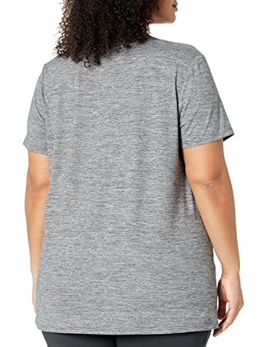 Amazon Essentials Women's Tech Stretch Short-Sleeve Crewneck T-Shirt (Available in Plus Size), Pack of 2, Black/Dark Grey Space Dye, X-Large