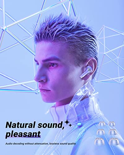 ACEFAST T8 Wireless Earphones Bluetooth 5.3 Headphones LED Power Display Mini Crystal in-Ear Earbuds with Wireless Charging Case Touch Control Built-in Mic Headphone for Sports Waterproof Earphone