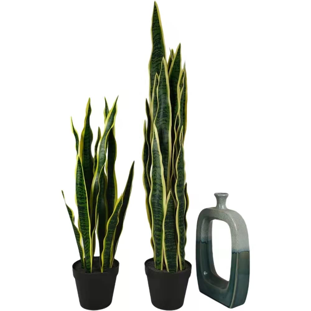 Ailimama Artificial Snake Plant 27 in Green Fake Sansevieria , Perfect Faux Plants for Home Garden Office Store Decoration