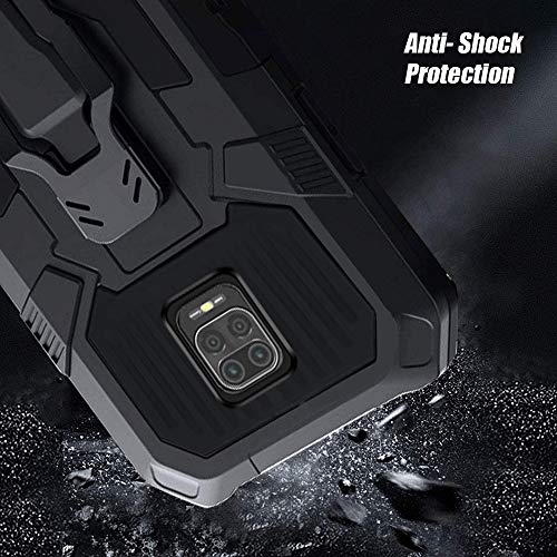 vvoo for Xiaomi Redmi Note 9s/9 Pro Case,with [2 Pack] Tempered Glass Screen Protector Military Grade Hybrid Heavy Duty Protection Built-in Fold Kickstand for Xiaomi Redmi Note 9s/ 9 Pro Case -Black