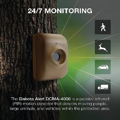 Dakota Alert Long Range Driveway Alarm Motion Detector - DCMA-4k Plus One Mile Wireless Range Alarm System - DCMT-4000 Transmitter & RE-4k Plus Receiver-Use Outdoors, Driveways, Entrances & Backyards