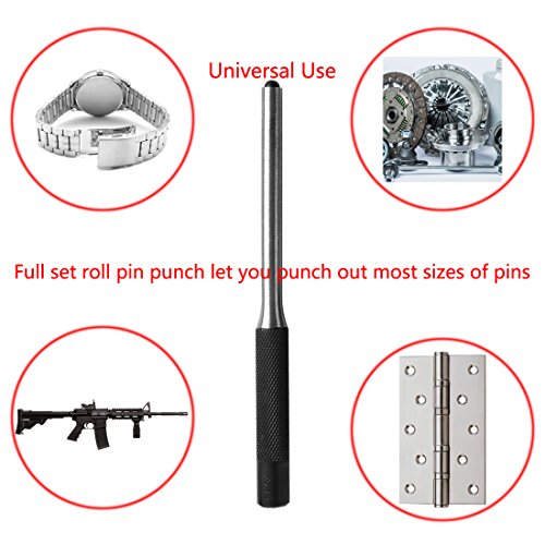 9 Pieces Roll Pin Punch Set and 4 Pieces Hollow End Starter Punch Tool with Carry Case for repairing or servicing equipment, machines, and vehicles