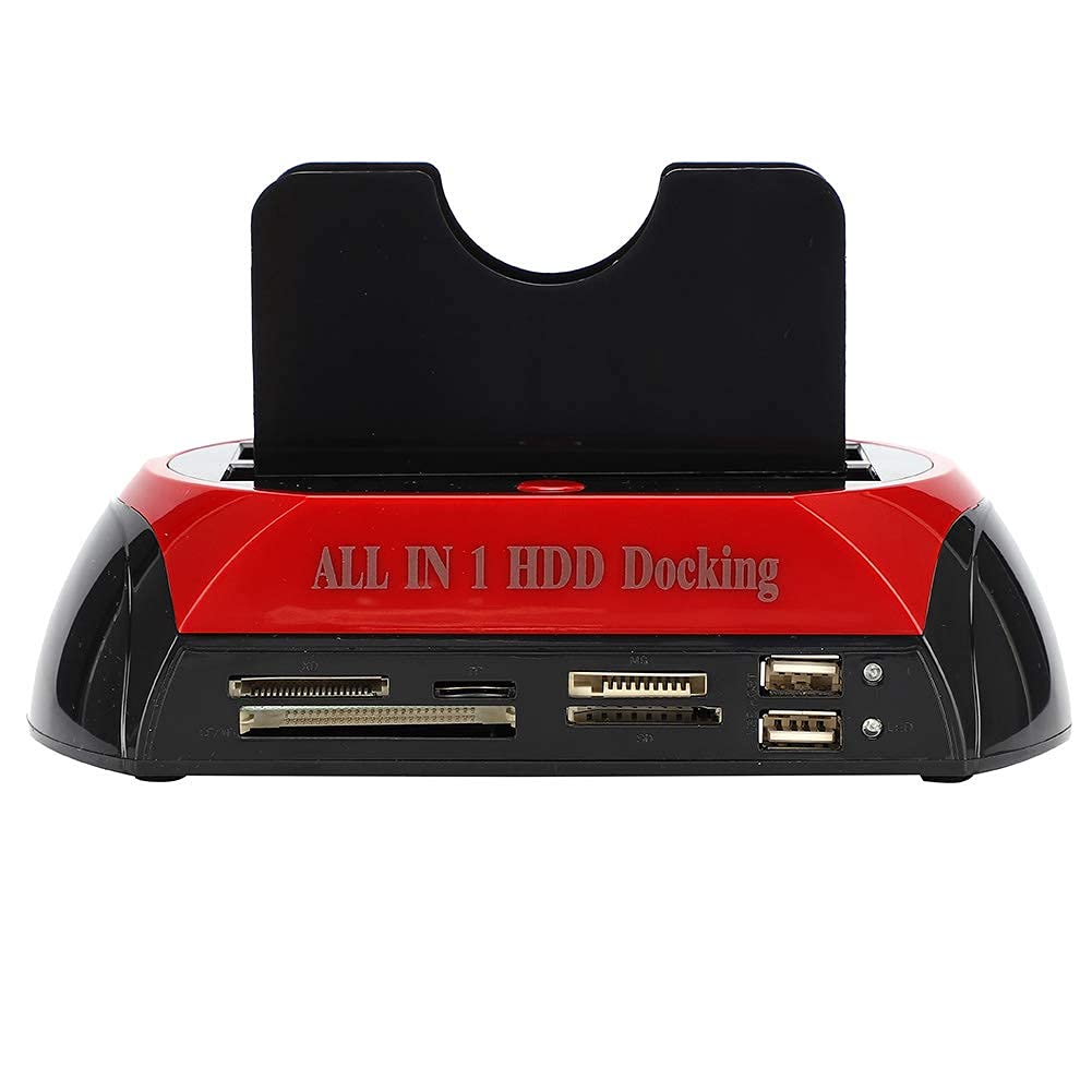 Linel Hard Drive Docking Station-2.5 /3.5 Inch SATA IDE HDD Dual Slots Hard Drive Enclosure Hard Drive Dock with All in One Hard Drive Reader USB 2.0 Hub Us Plug