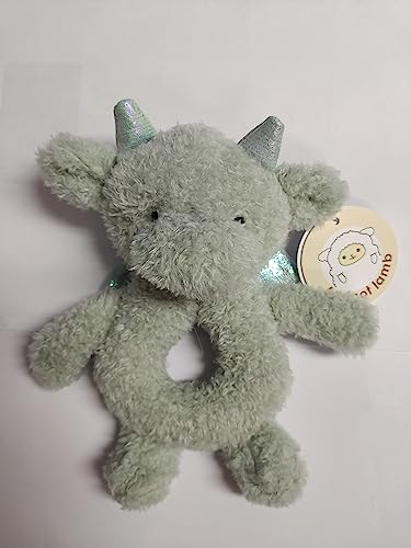 Apricot Lamb Baby Dragon Dinosaur Soft Rattle Toy, Plush Stuffed Animal for Newborn Soft Hand Grip Shaker Over 0 Months (Dragon, 6 Inches)