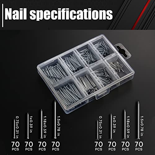 C&T 2 Piece Hammer Set,8oz Stubby Claw Hammer With Magnetic Nail Starter & 16oz Fiberglass General Purpose Claw Hammer & 560pcs Hardware Nail Assortment Kit, Soft Nonslip Handle & Heat Treated Head