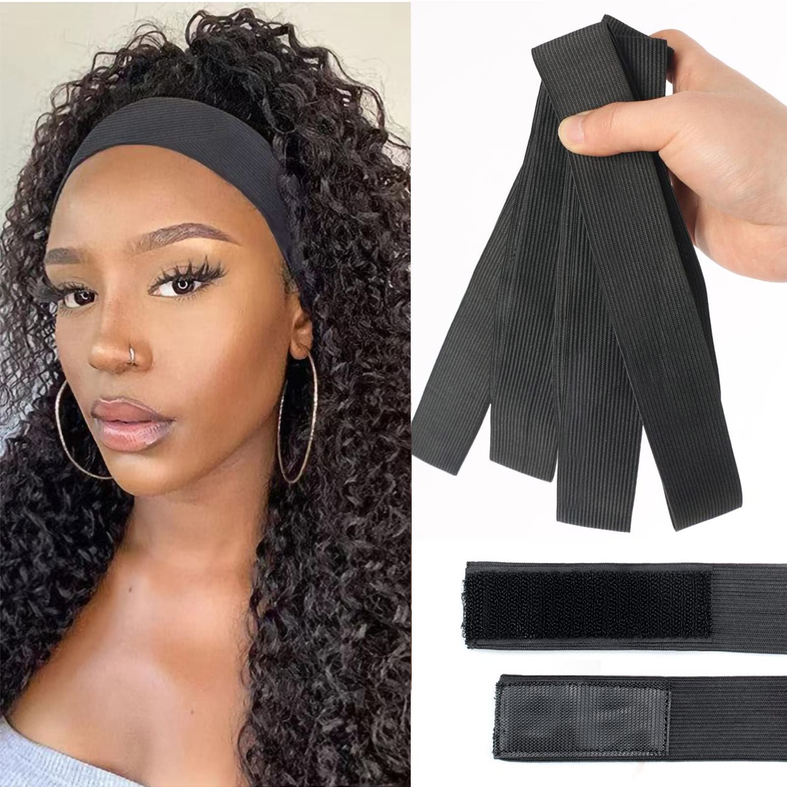 Amyqueen Elastic bands for Wig Edges, Lace Melting Band,4PCS Wig Band for Wigs Edge Wrap to Lay Edges, Wig Band Edge Wrap to Lay Edges, Wig Accessories for Salon