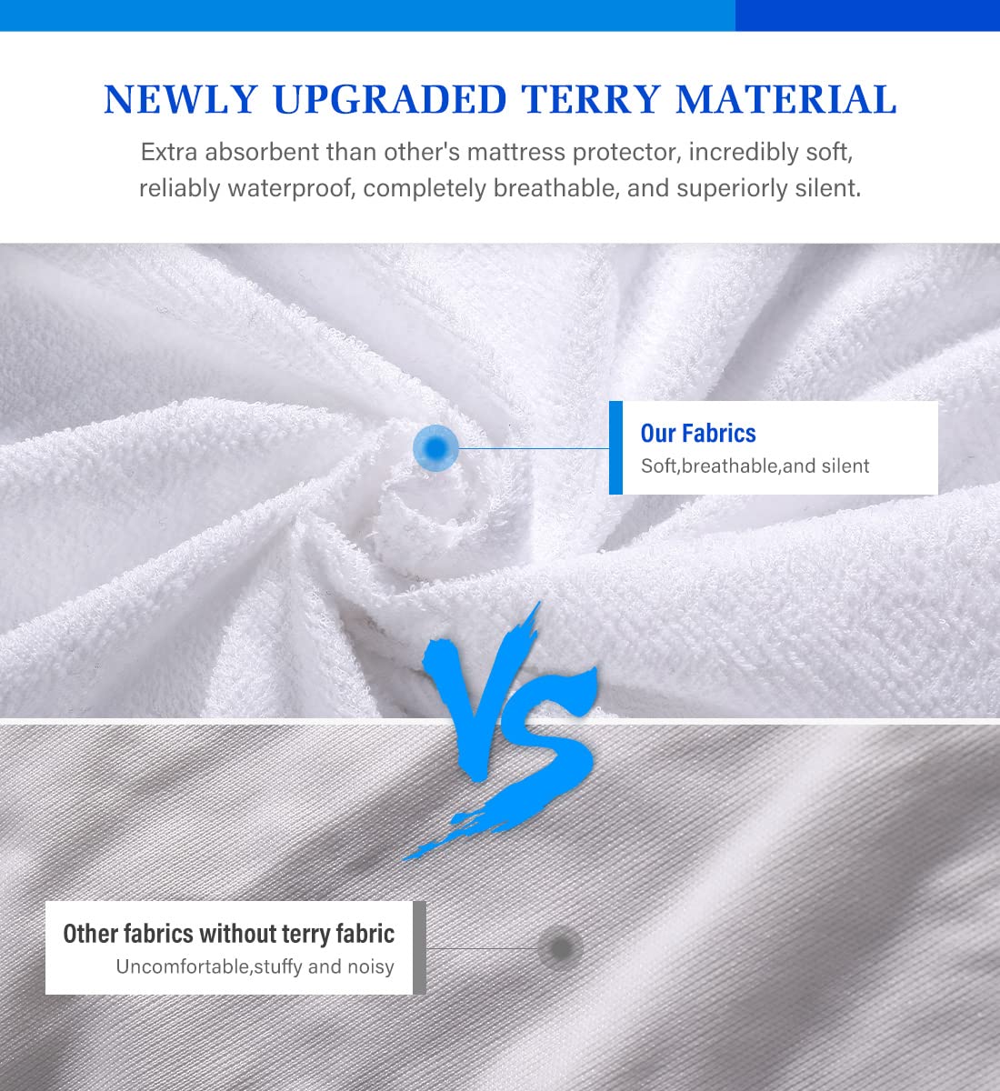 2 Pack Twin XL Mattress Protector,Mattress Cover Noiseless Waterproof Soft Breathable Cotton Terry for Pets Kids Adults 39" x 80" White