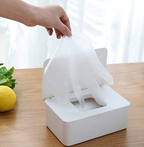 wastreake Wipes Dispenser Holder, Dustproof Tissue Storage Box Case Wet Wipes Dispenser Holder with Lid for Home Office Desk (White)