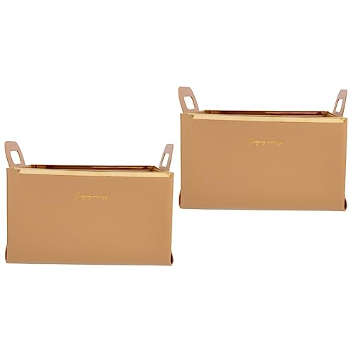 Cabilock 2pcs Leather Storage Basket Desk Containers Nightstand Decor Small Storage Container Foldable Storage Bins with Lids Snack Container Closet Storage Baskets Kitchen Storage Box