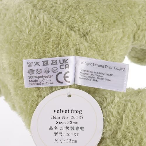 Apricot Lamb Toys Plush Velvet Frog Stuffed Animal Soft Cuddly Perfect for Child (Green Frog,8.5 Inches)
