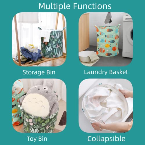 40L Laundry Basket, 100L Storage Bin, Collapsible Canvas Clothes Hamper, Closet Toy Organizer (Orange Strawberry Set)
