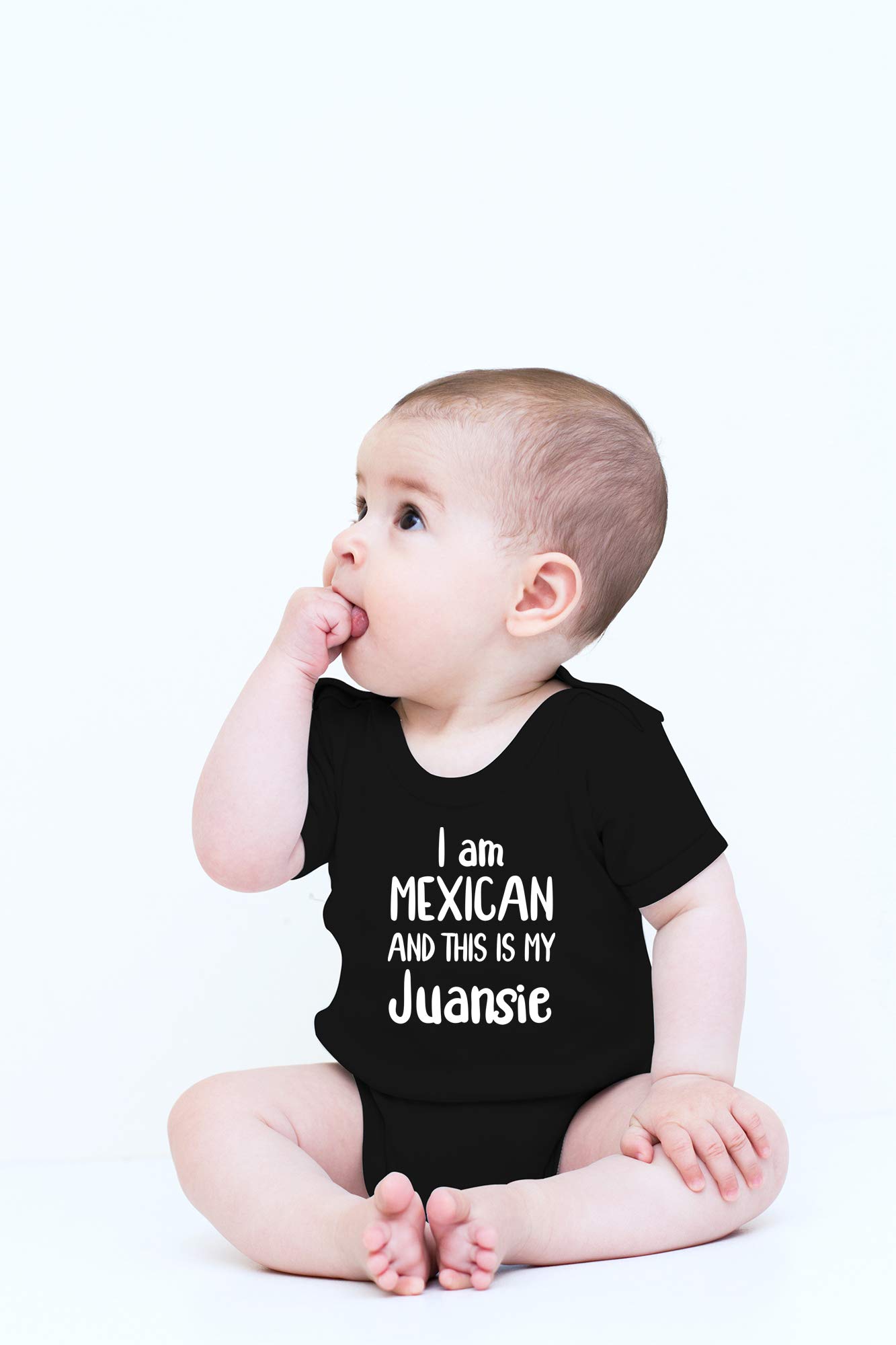 CBTwear I Am Mexican And This Is My Juansie Baby Bodysuit Funny Infant Outfit Unisex Humor Clothes (6 Months, Black)