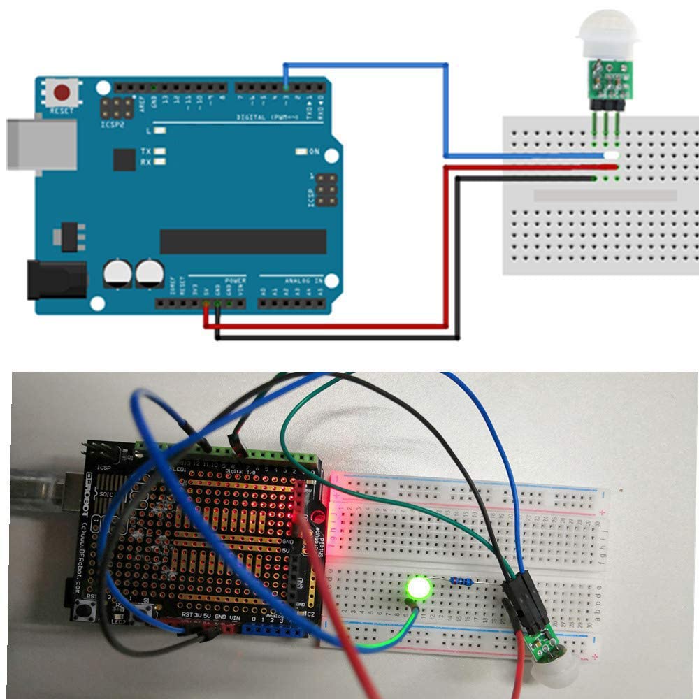 DAOKI 5PACK IR Human Sensor AM312 Mini Detector Module HC-SR312 Pyroelectric Infrared PIR Motion Automatic Detector DC 2.7 to 12V for Arduino 2 A1U2 with Dupont Wire