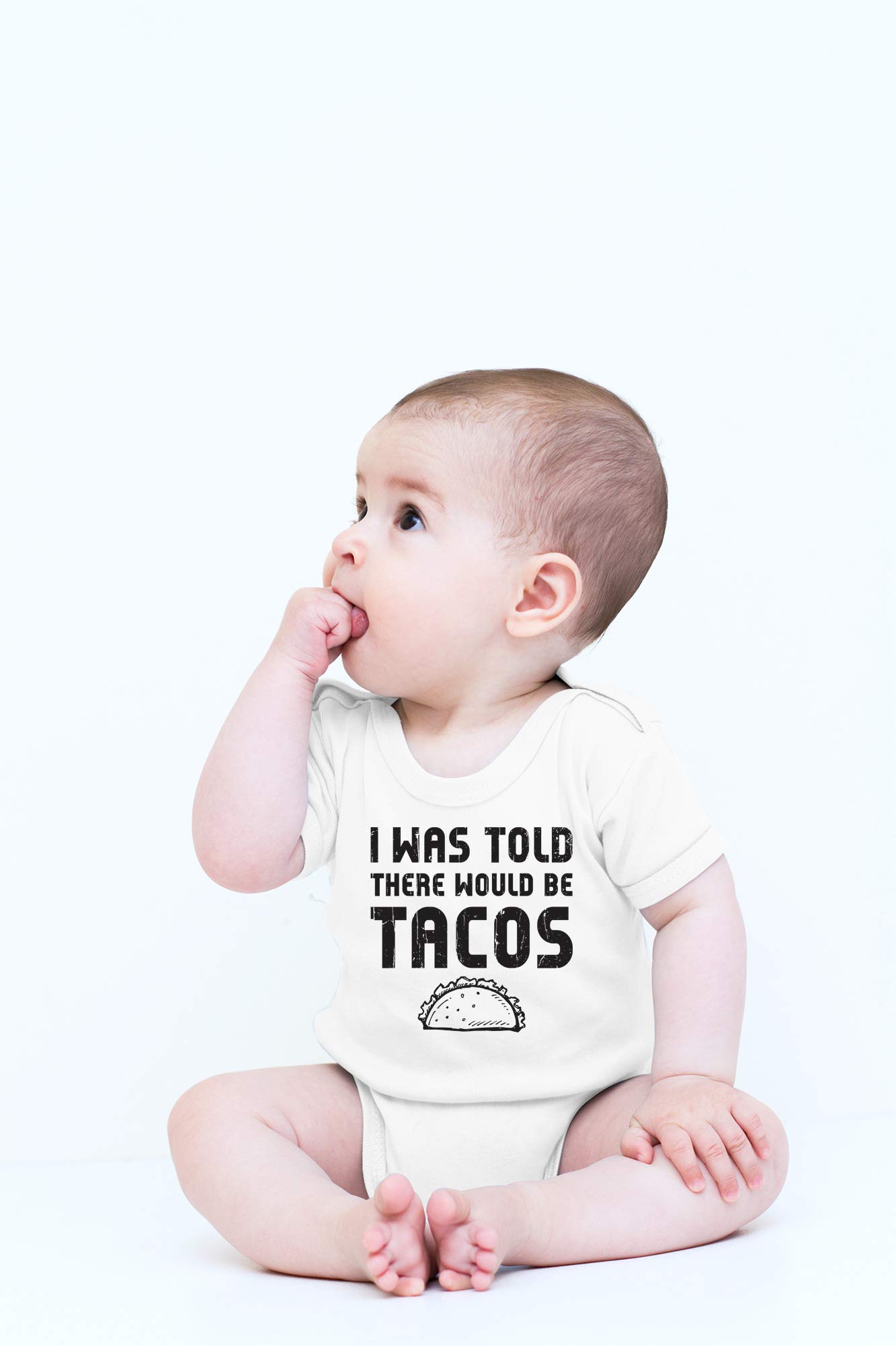 CBTwear I Was Told There Would Be Tacos Baby Bodysuit - Cute Newborn Clothes Infant Unisex Humor Romper (6 Months, White)
