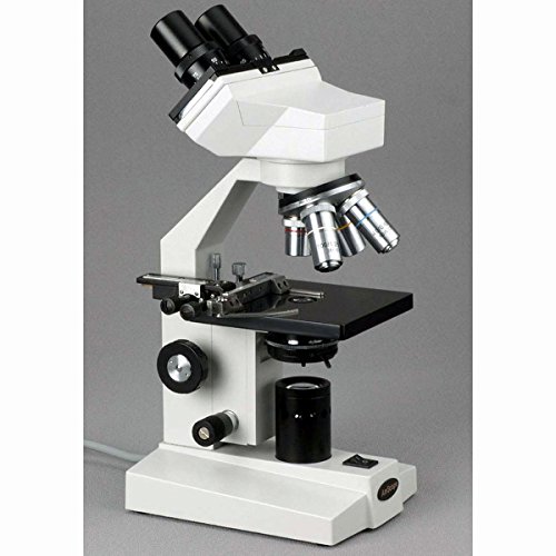 AmScope B100B-MS Compound Binocular Microscope, 40X-2000X Magnification, Brightfield, Tungsten Illumination, Abbe Condenser, Mechanical Stage