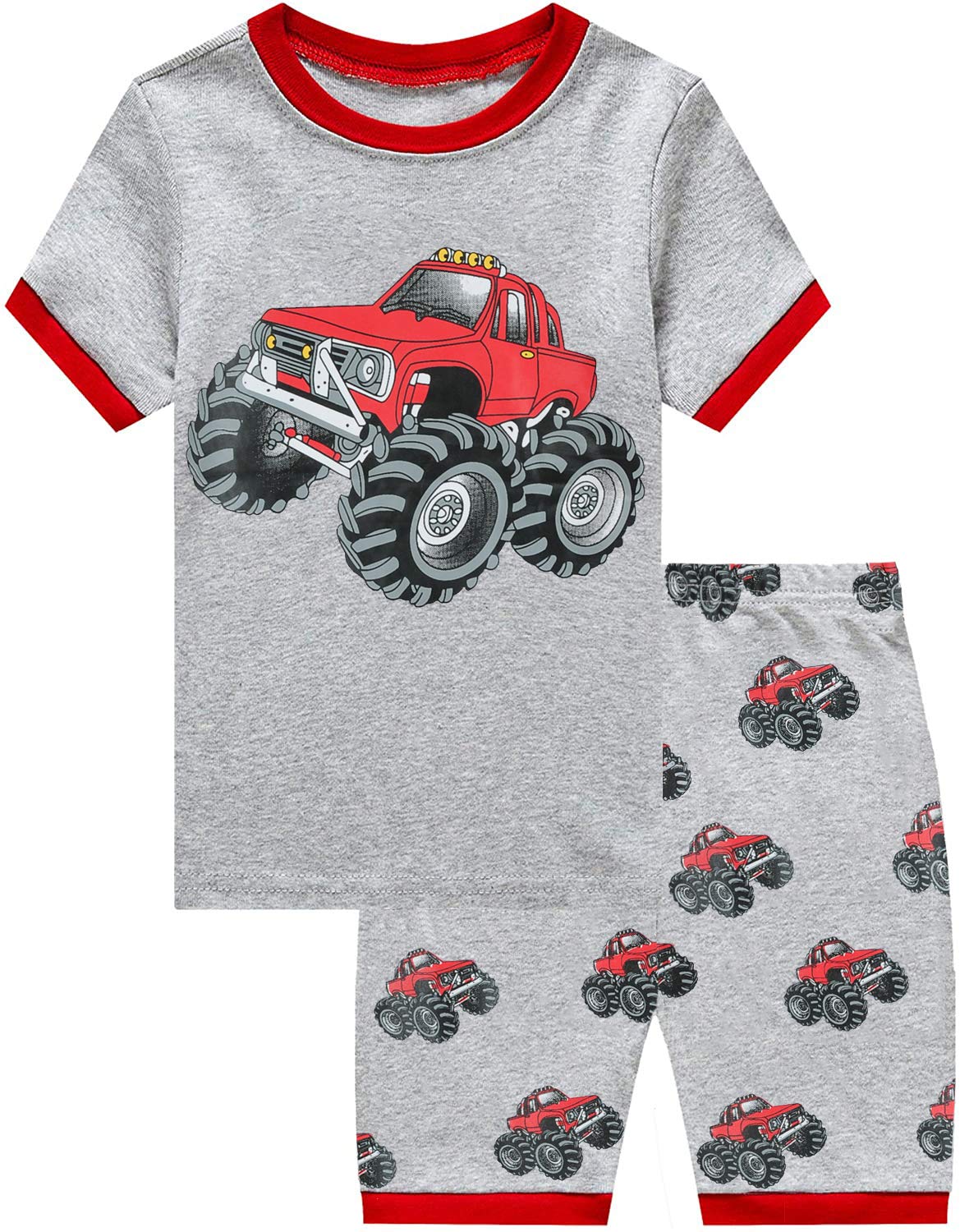 Little Hand Toddler Boys Monster Truck Pajama Green Pick-up Truck Pyjamas Kid Pjs Sleepwear for Boy 3t