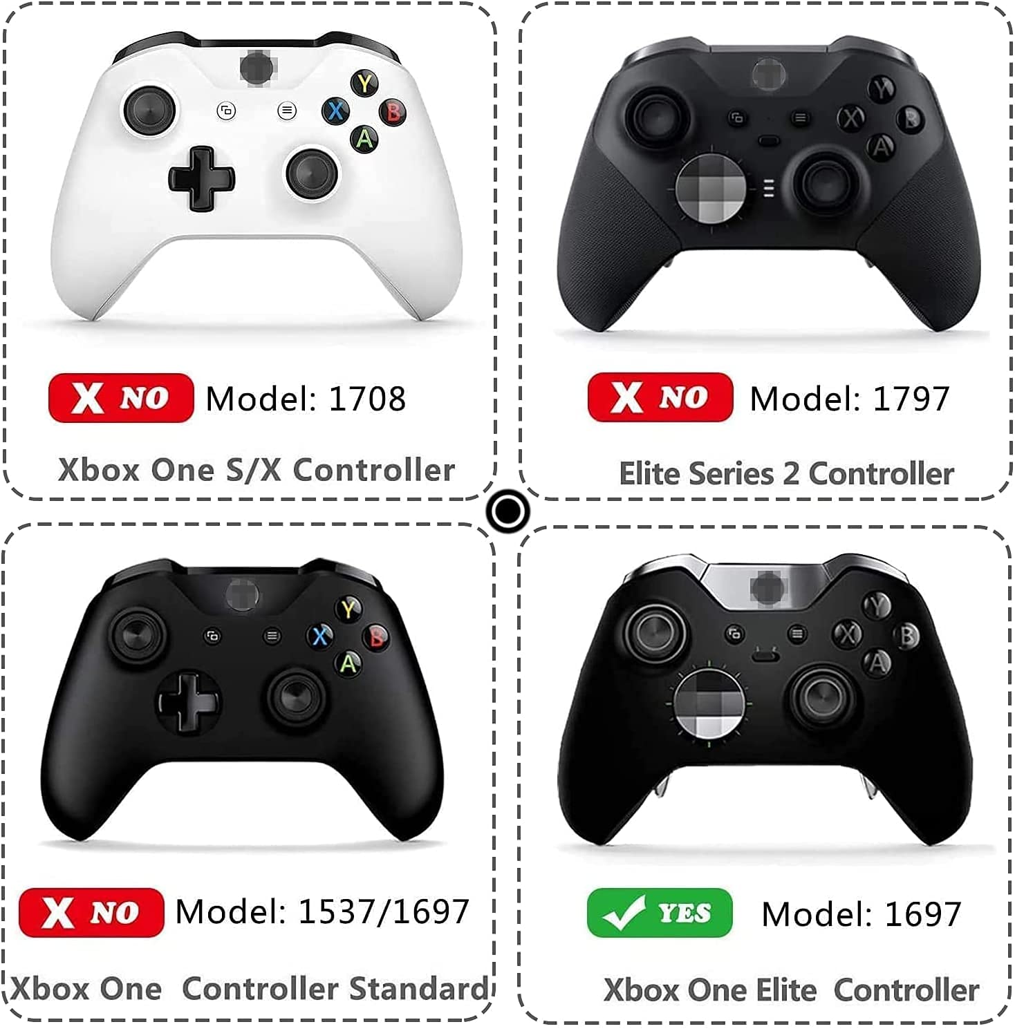 AQIDAP Controller Grips Non-Slip Side Rails Grips Back Replacement Rear Handle Panels Kits Rubberized Right Left Side Rails for Xbox One Elite Controller (Model 1698)