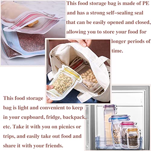 40Pcs Reusable Mason Jar Ziplock Bags, Airtight Seal Food Storage Ziplock Bags for Kitchen Camping Picnic Organizer(40Pcs)