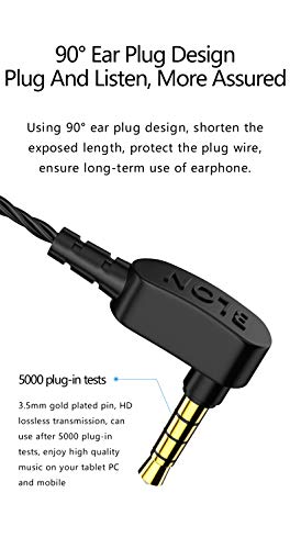 H HIFIHEAR BLON BL03 in Ear Earphone,10mm Carbon Diaphragm Dynamic Drive in Ear Earphone, Metal Shell Bass HiFi DJ in Ear Monito with 2pin Detachable Cable