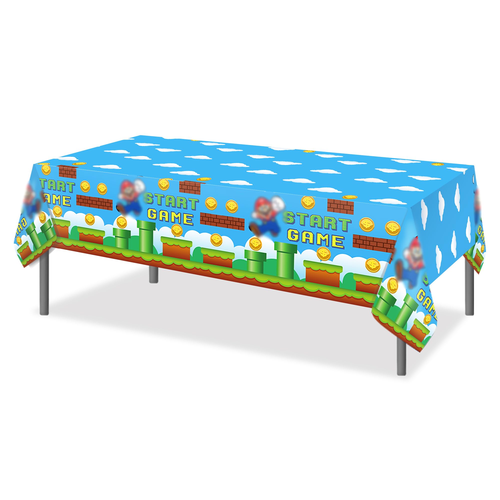 2 Pcs Mario Party Tablecloth,87" x 51" Game Rectangular Plastic Table Covers, Super Brothers Mario Theme Party Birthday Party Decorations Supplies