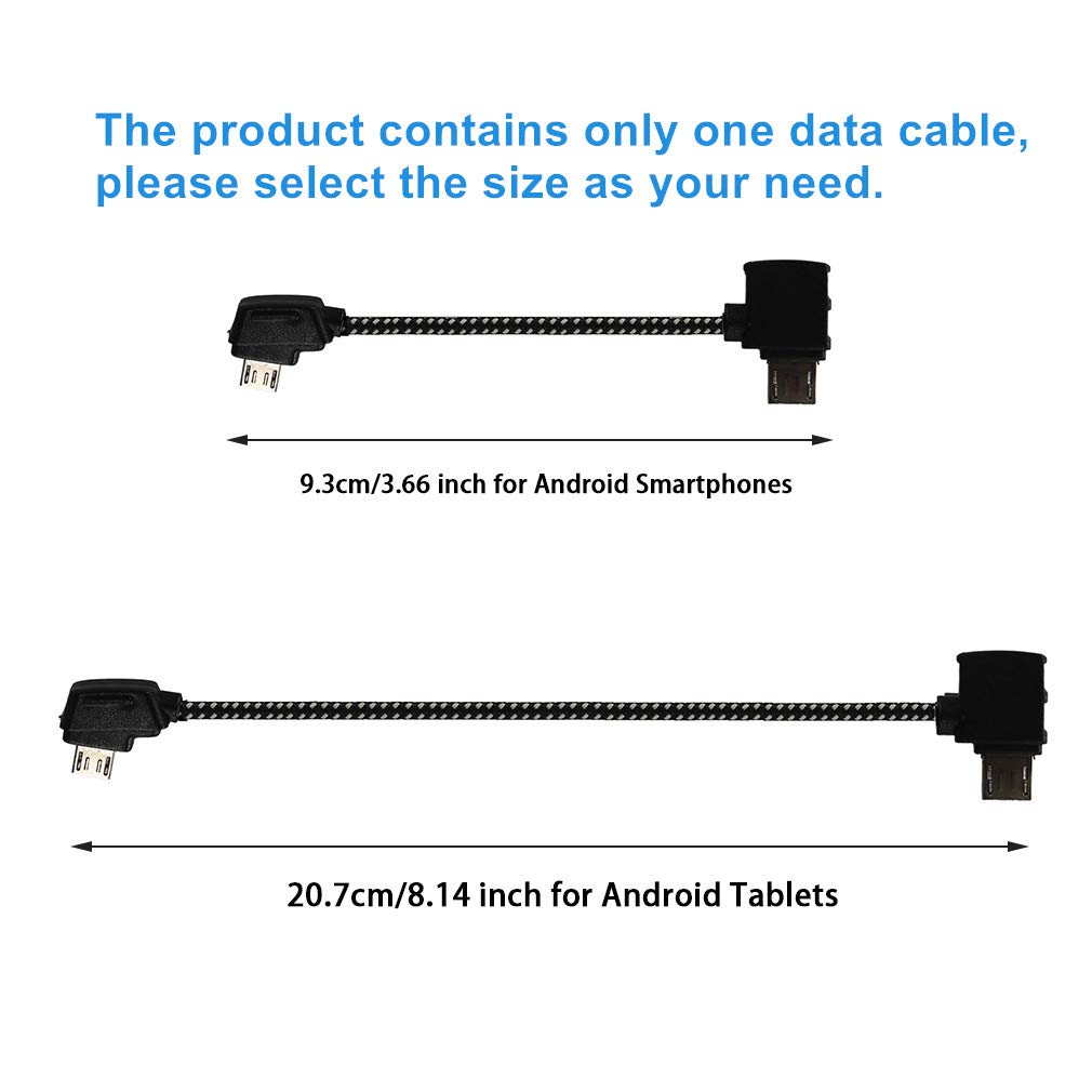 Hanatora 8.14 Inch Micro AB to Standard Micro USB Remote Controller Cable for DJI Mavic Mini,Mini SE,Mavic 2 Pro/Zoom,Mavic Air,Mavic Pro Platinum,Tablet Android Cord(Standard Micro USB Connector)