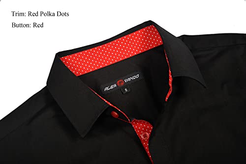 Alex Vando Mens Dress Shirts Regular Fit Long Sleeve Stretch Business Dress Shirts for Men,Black,X Large