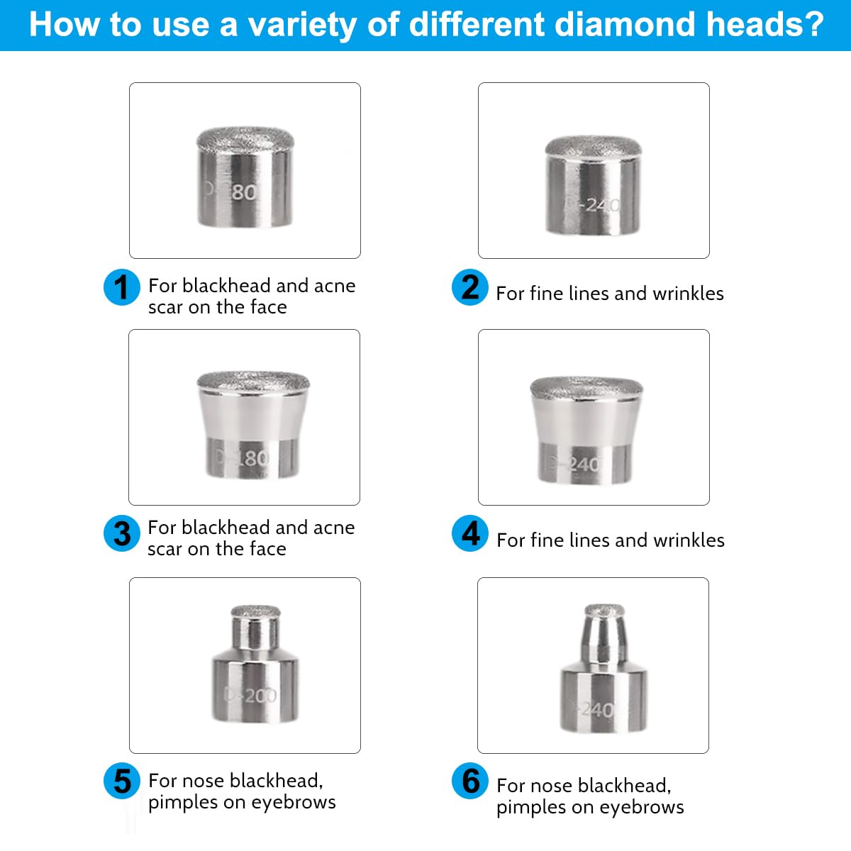 Diamond Dermabrasion Head Microdermabrasion Exfoliator Home Facial Dermabrasion Tool Dermabrasion Replacements 6 Tips