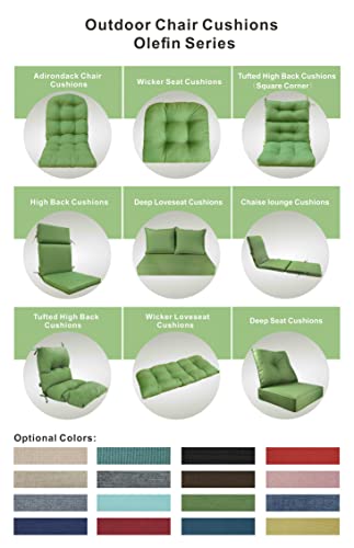 BOSSIMA Outdoor Indoor High Back Chair Tufted Cushions Comfort Replacement Patio Seating Cushions Deep Green