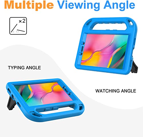 BMOUO for Samsung Galaxy Tab A 8.0 Case 2019 SM-T290/T295, Tab A 8.0 2019 Case with Screen Protector, Shockproof Light Weight Handle Stand Galaxy Tab A 8.0 inch 2019 Kids Case Without S Pen - Blue