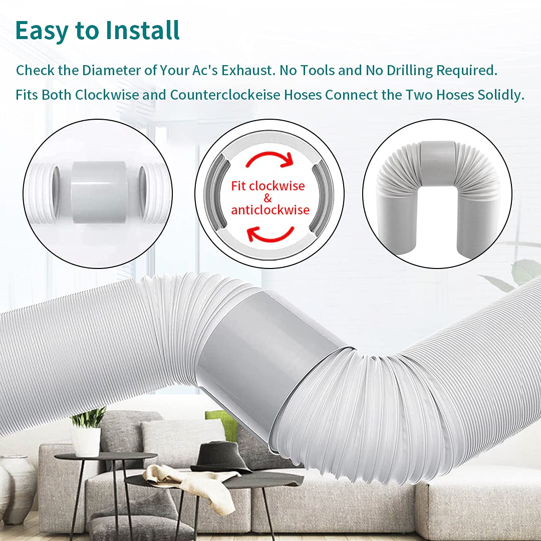 Air Conditioner Hose Extention Coupler 5 Inches, Portable A/C AC Exhaust Vent Hose Connector Coupling, Support Clockwise and Counter-clockwise Thread, ACHose Coupler Coupling Extension